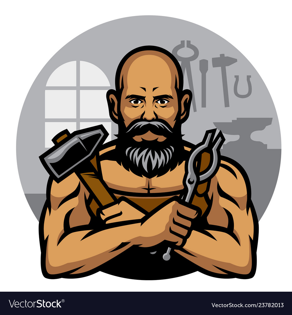 Blacksmith in the workshop Royalty Free Vector Image