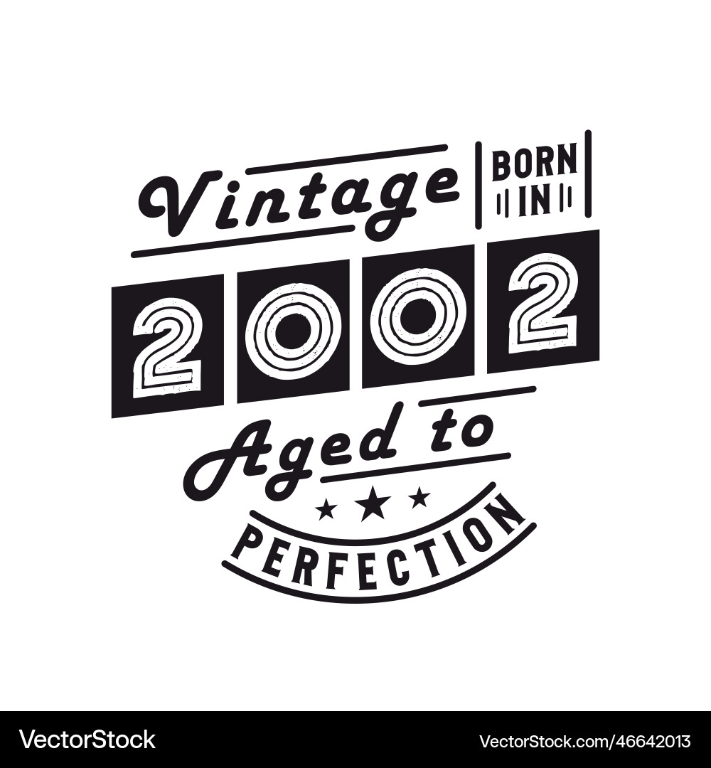 Born in 2002 vintage 2002 birthday celebration Vector Image