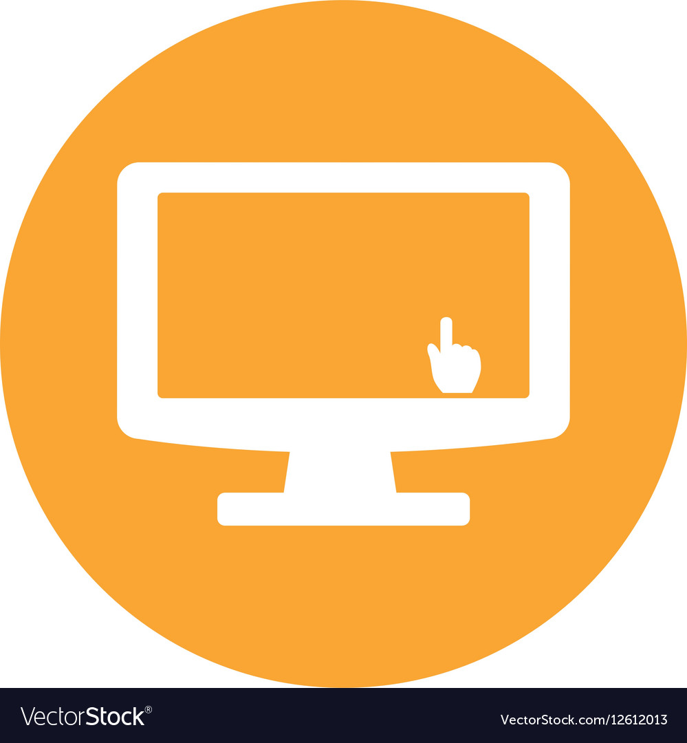 Computer and hand pointer icon image Royalty Free Vector