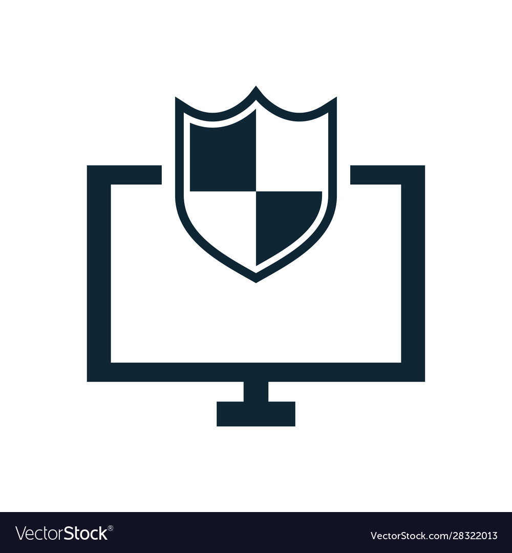 Computer desktop with shield security Royalty Free Vector