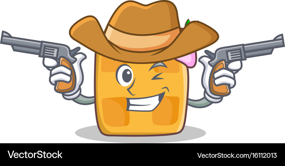 Cowboy waffle character cartoon design Royalty Free Vector