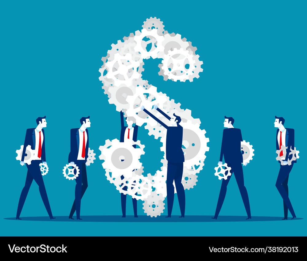 Dollar money icon as a group gears and cogs Vector Image
