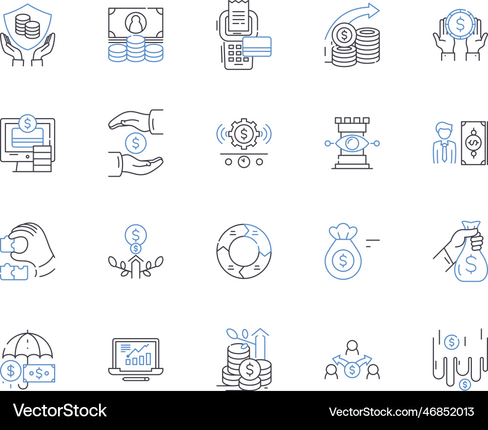 Expenditure regulation line icons collection Vector Image