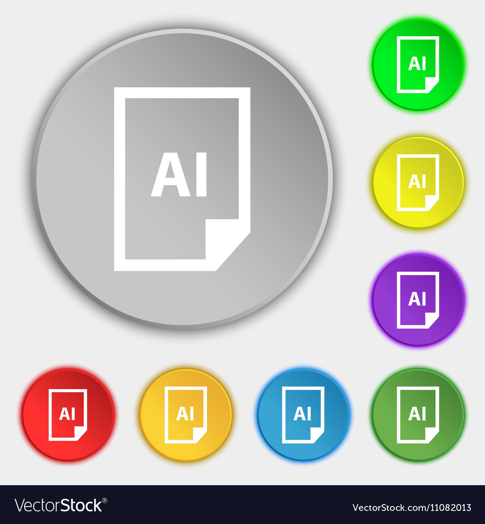 File ai icon sign symbol on eight flat buttons Vector Image