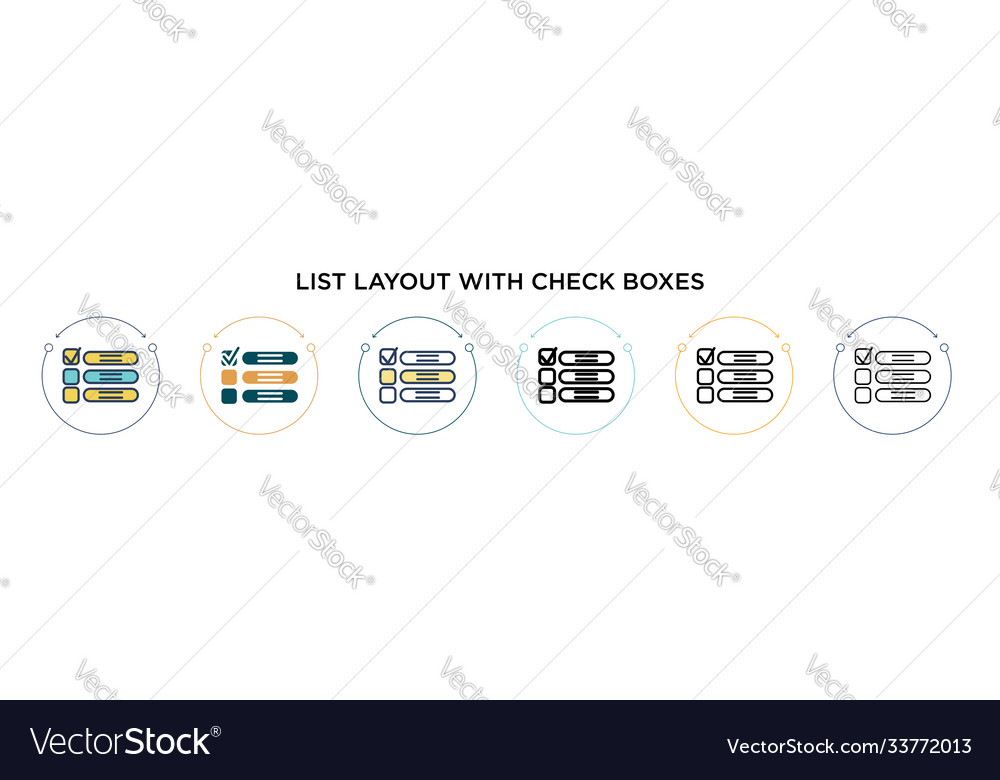 List layout with check boxes icon in filled thin Vector Image