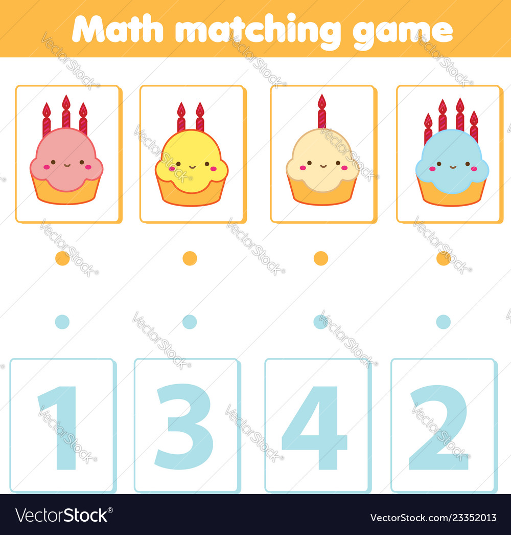 Mathematics educational game for children match Vector Image Mathematics educational game for children match Vector Image