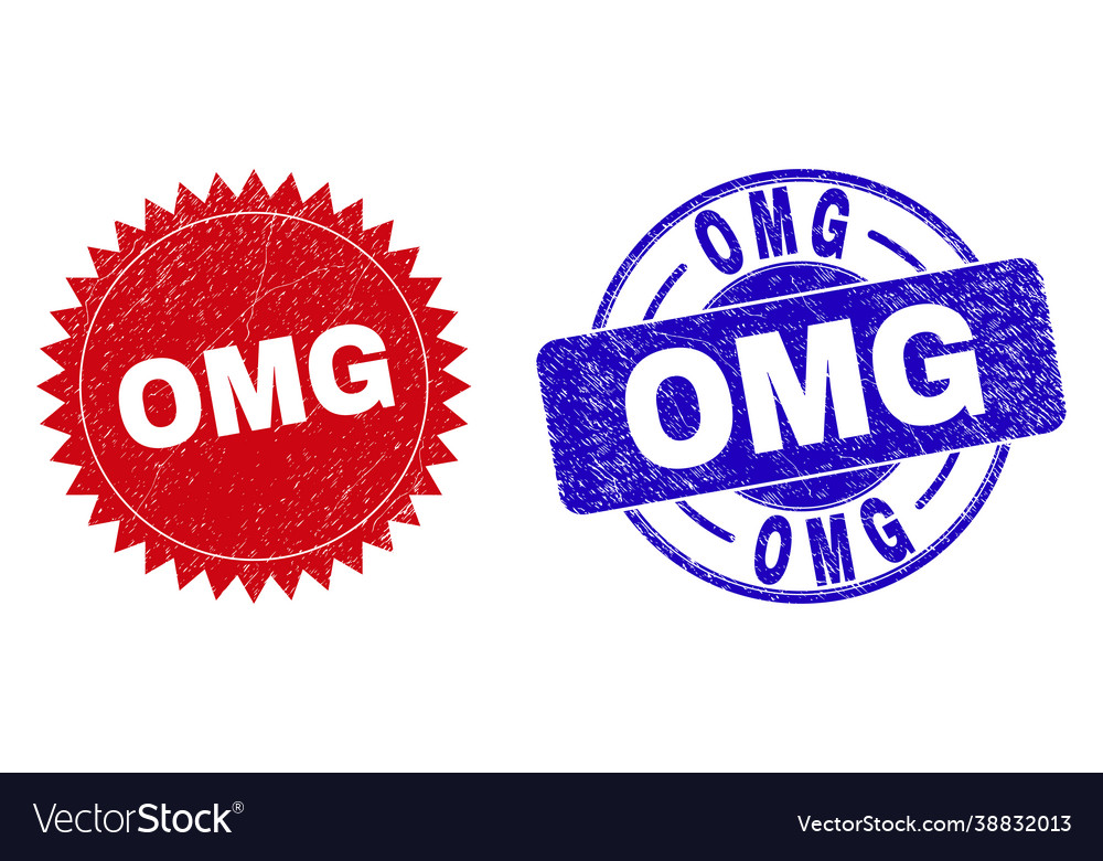 Omg round and rosette seals with corroded style Vector Image