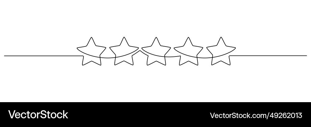 One continuous line drawing of five stars rating Vector Image