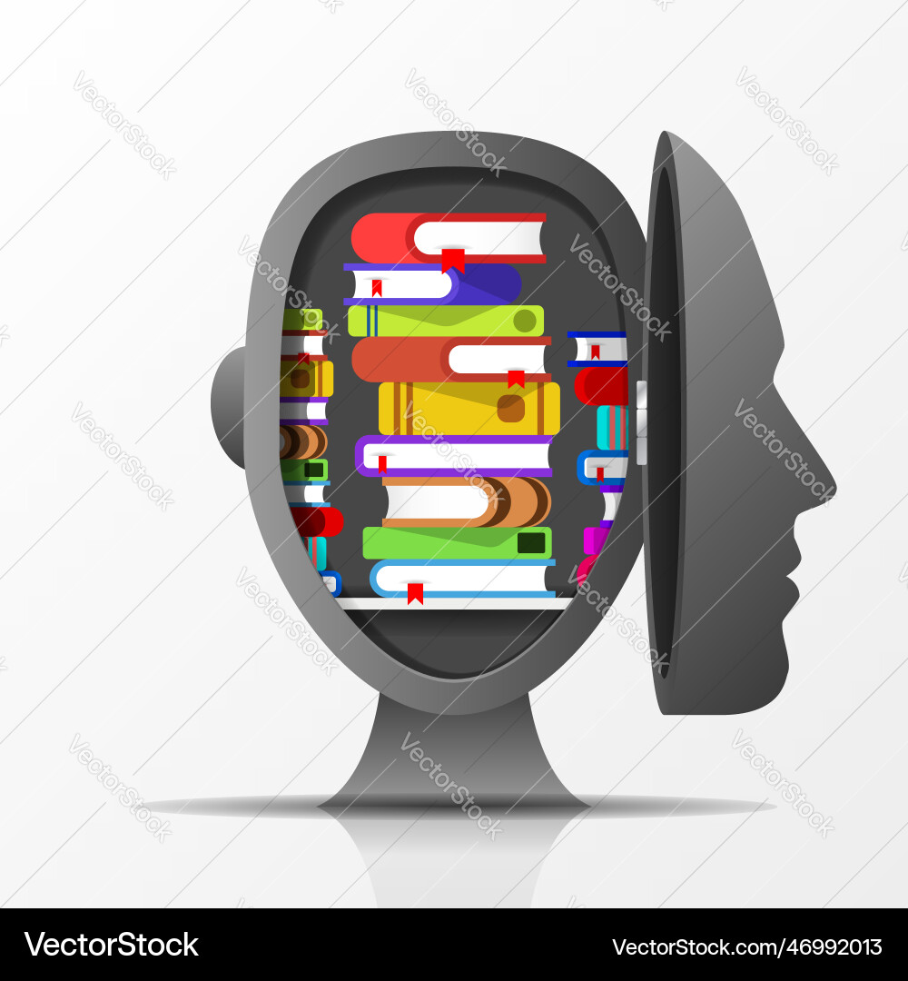 Open head with books creative education concept Vector Image