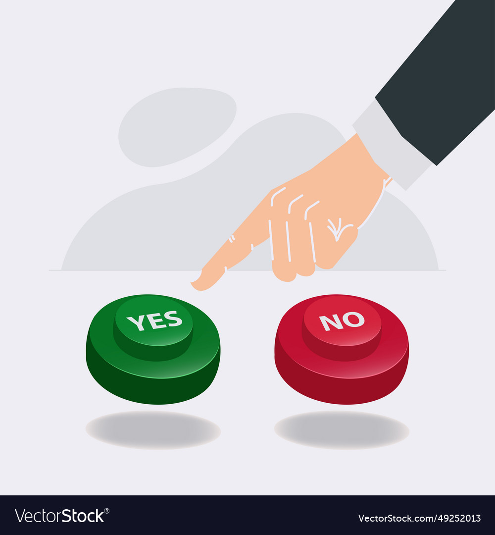 Pointing hand select yes button design Royalty Free Vector