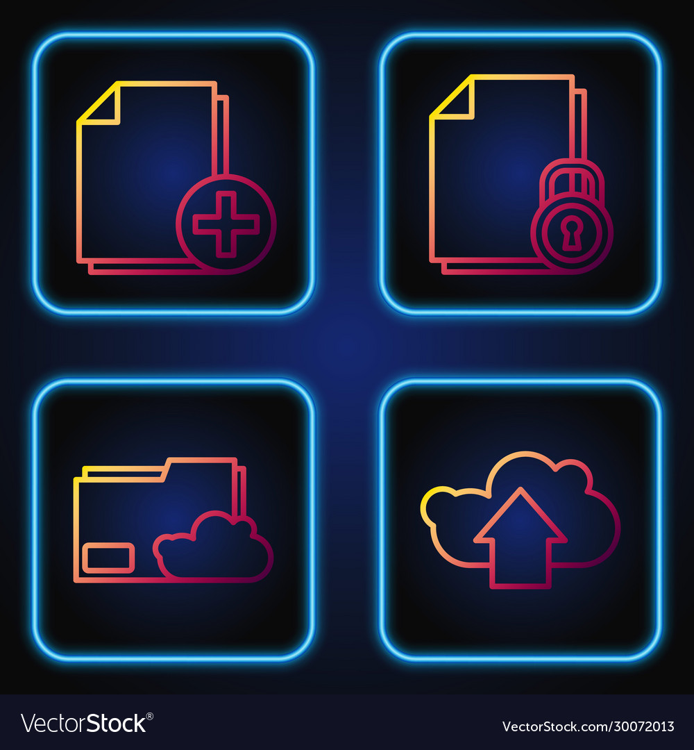 Set line cloud upload cloud storage text document Vector Image Set line cloud upload cloud storage text document Vector Image