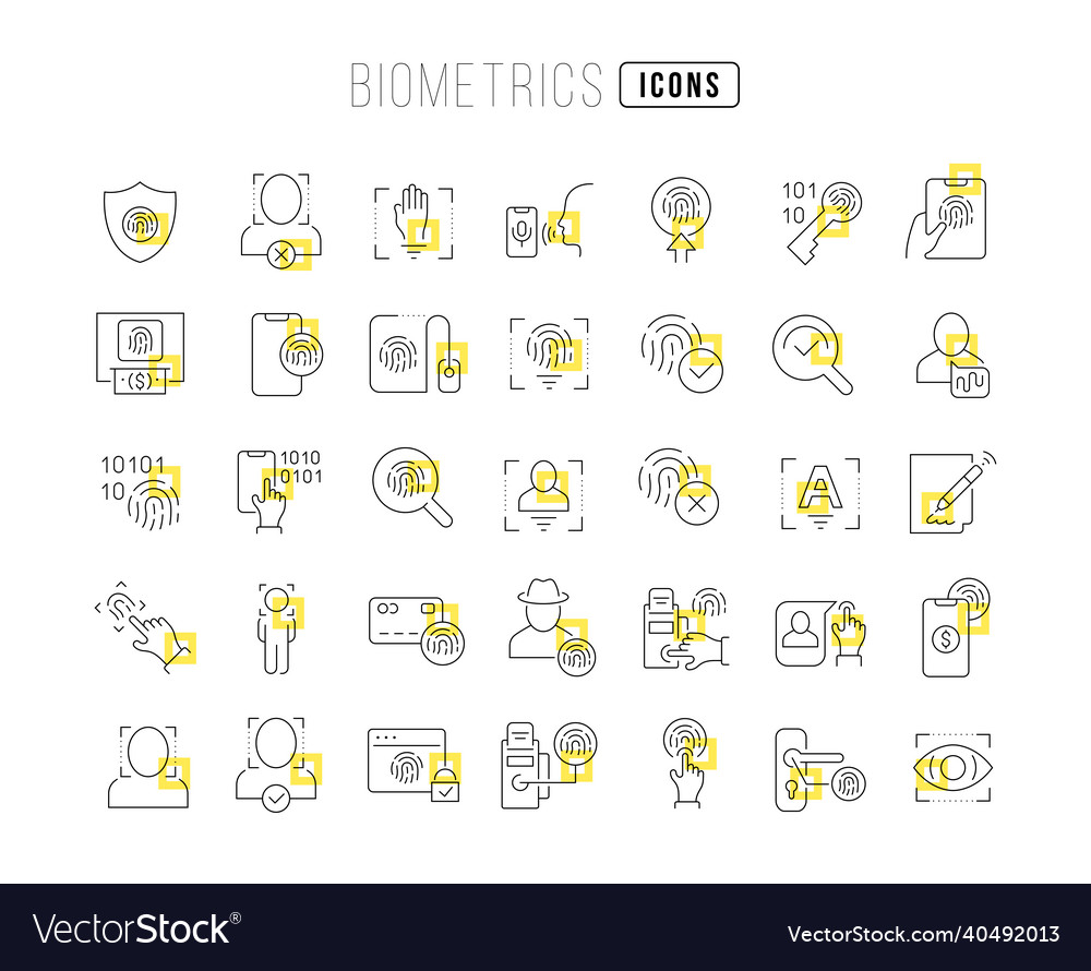 Set of linear icons biometrics Royalty Free Vector Image