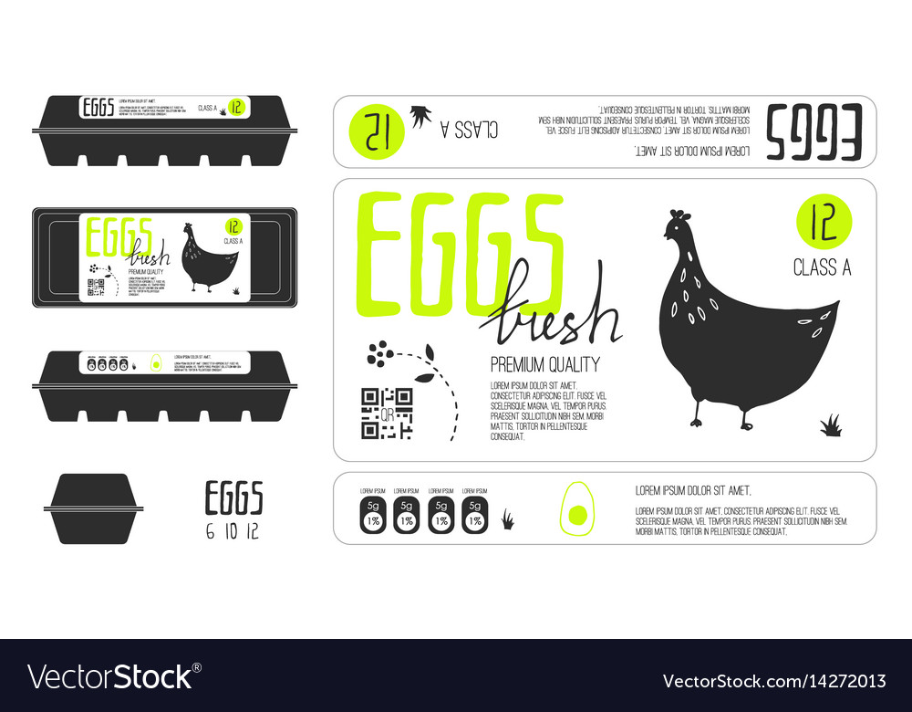 Set template labels for egg packaging Royalty Free Vector