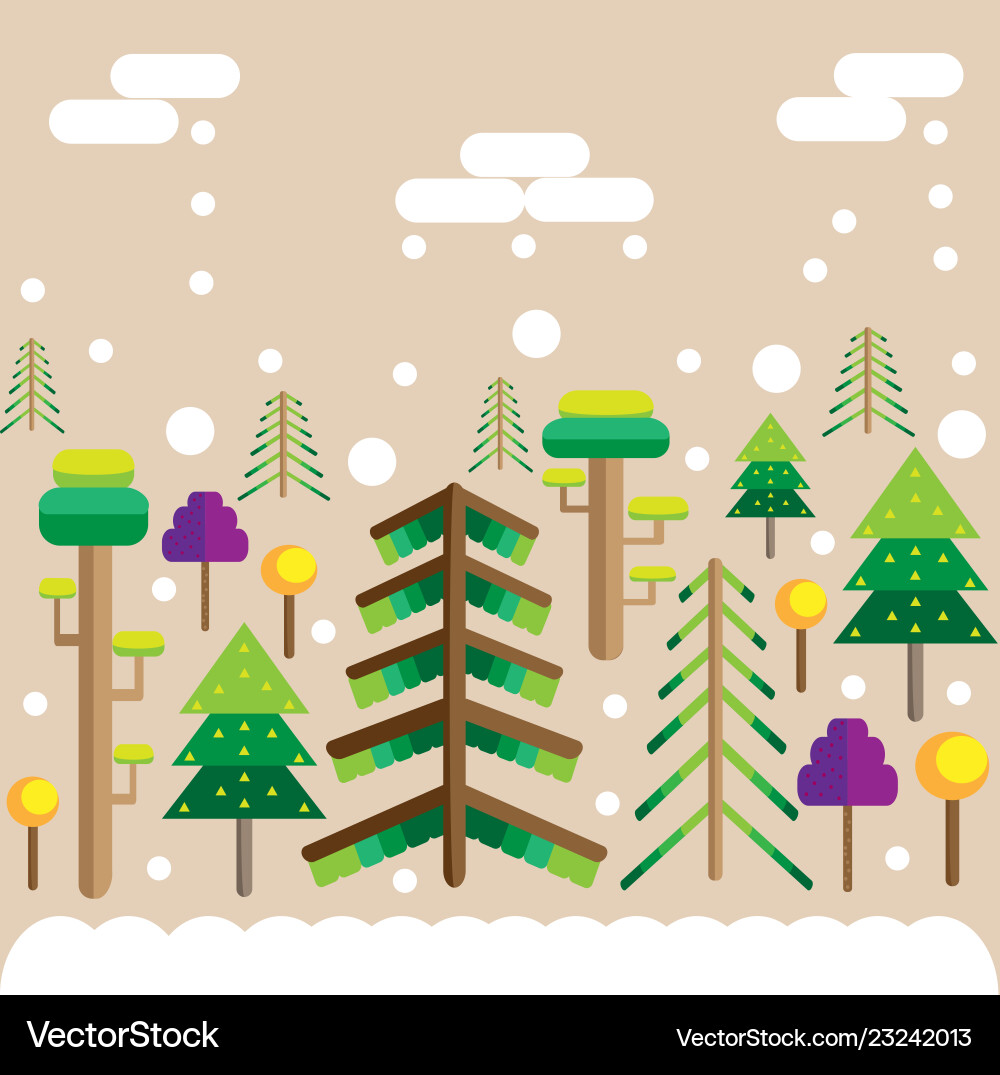 Winter forest christmas mood trees in snow Vector Image