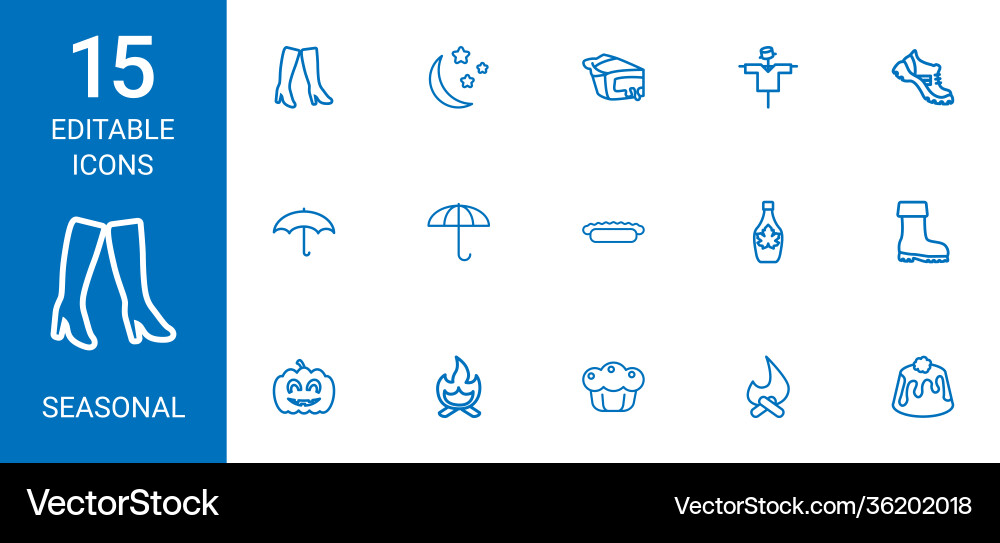 15 seasonal icons Royalty Free Vector Image - VectorStock