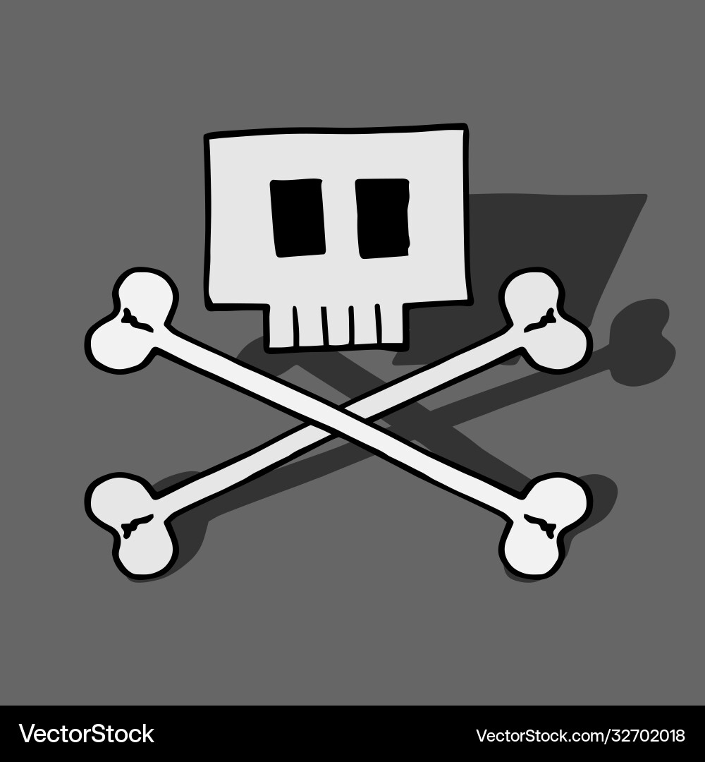 A cartoon square skull hand drawv square skull Vector Image