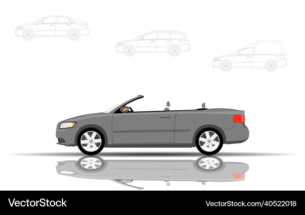A passenger car with convertible body options Vector Image