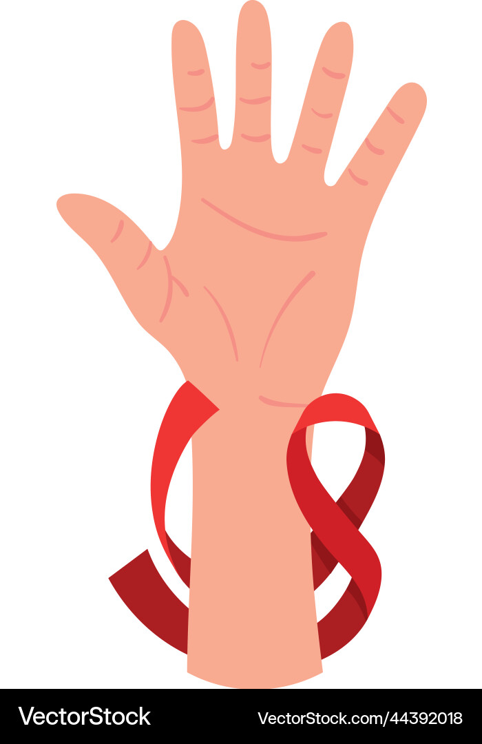 Aids day hand with red ribbon Royalty Free Vector Image
