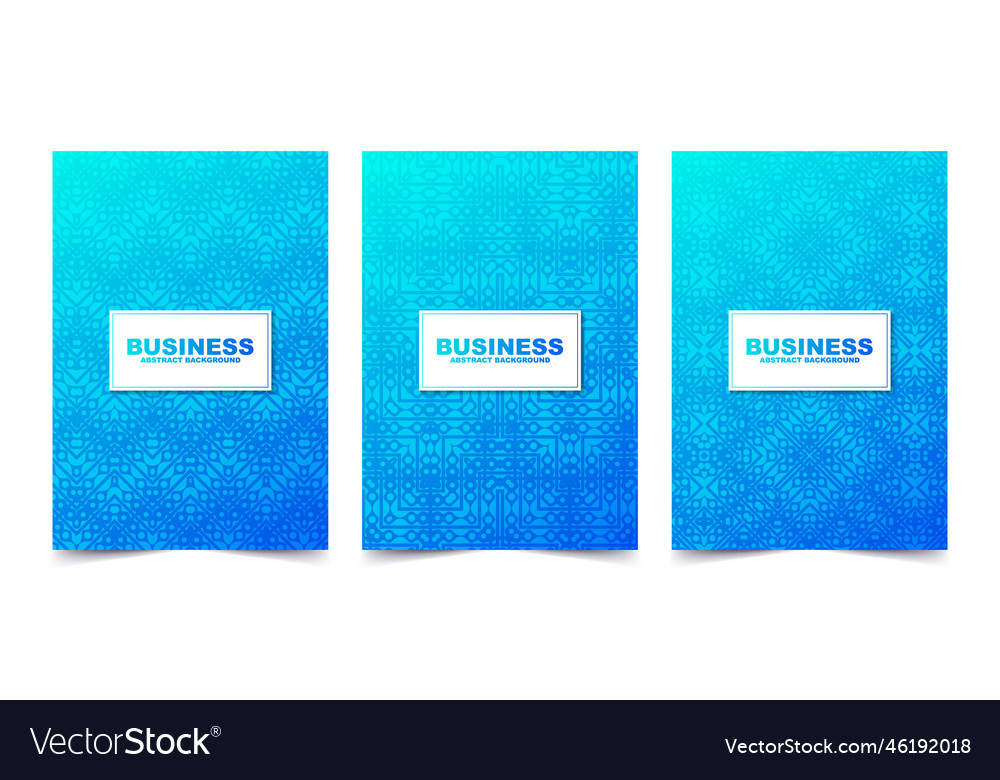 Blue geometric pattern cover set Royalty Free Vector Image