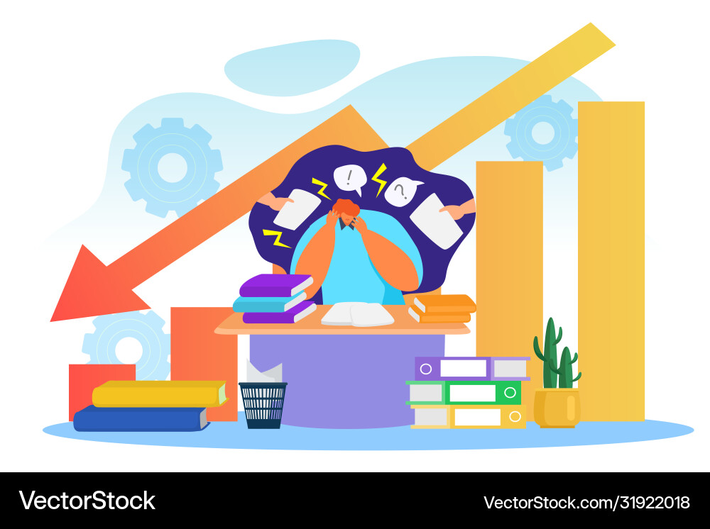 Financial crisis man near decline graph Royalty Free Vector