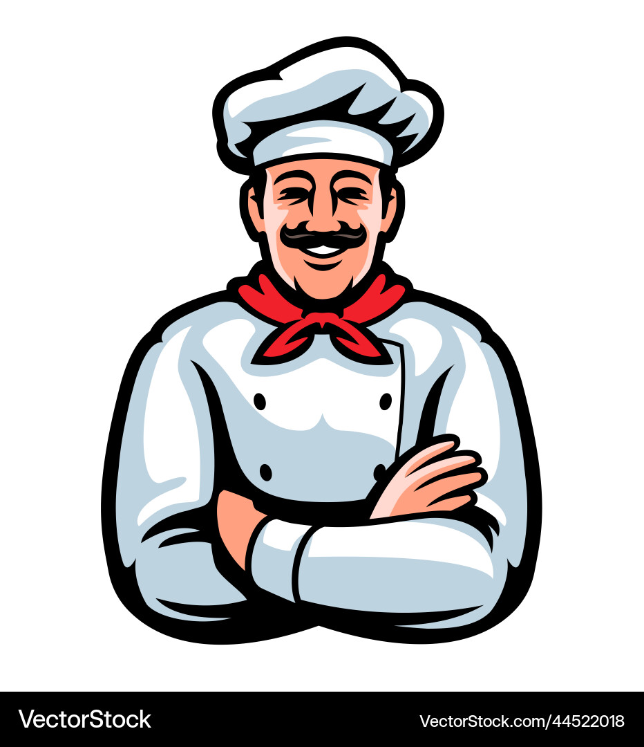 Happy chef in hat emblem and logo cook baker Vector Image