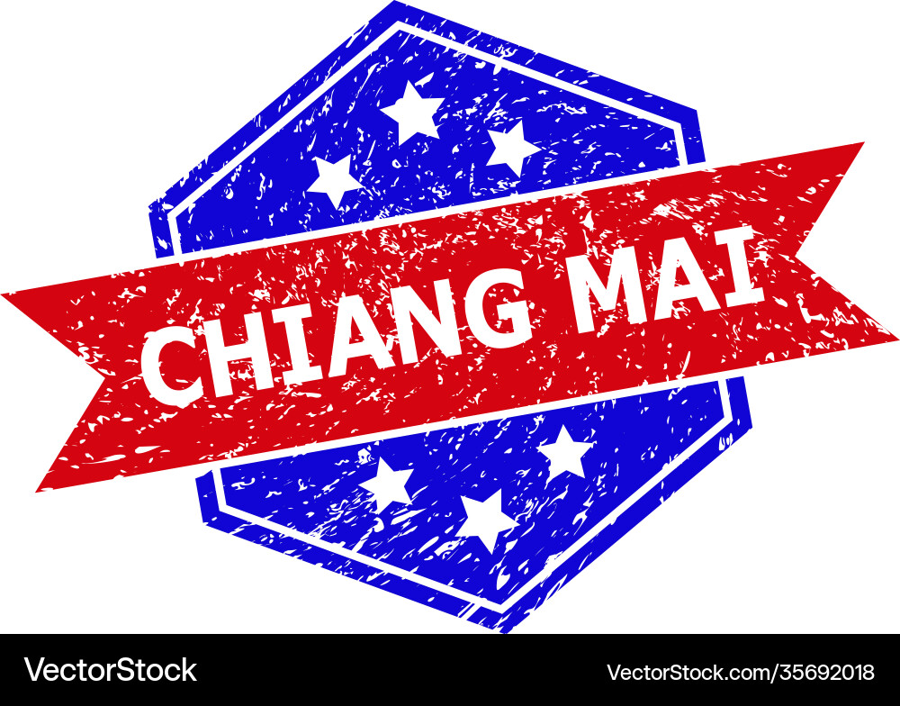 Hexagon bicolor chiang mai rubber stamp Royalty Free Vector