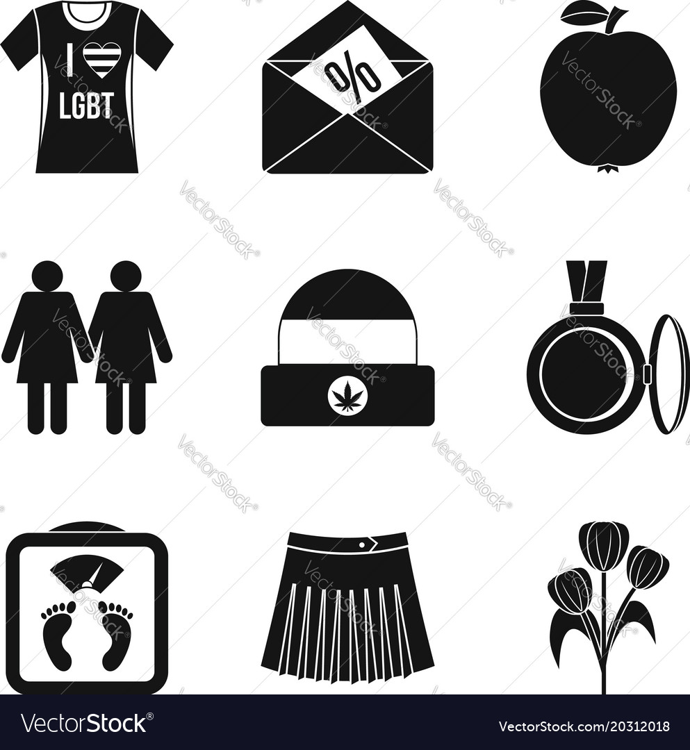Lgbt icons set simple style Royalty Free Vector Image
