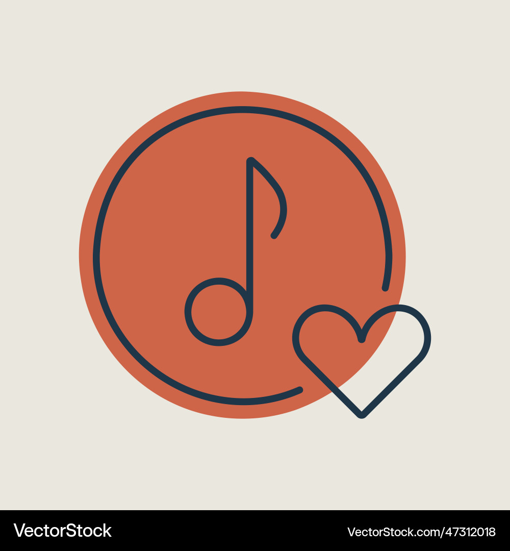 Musical note isolated icon music icon with heart Vector Image