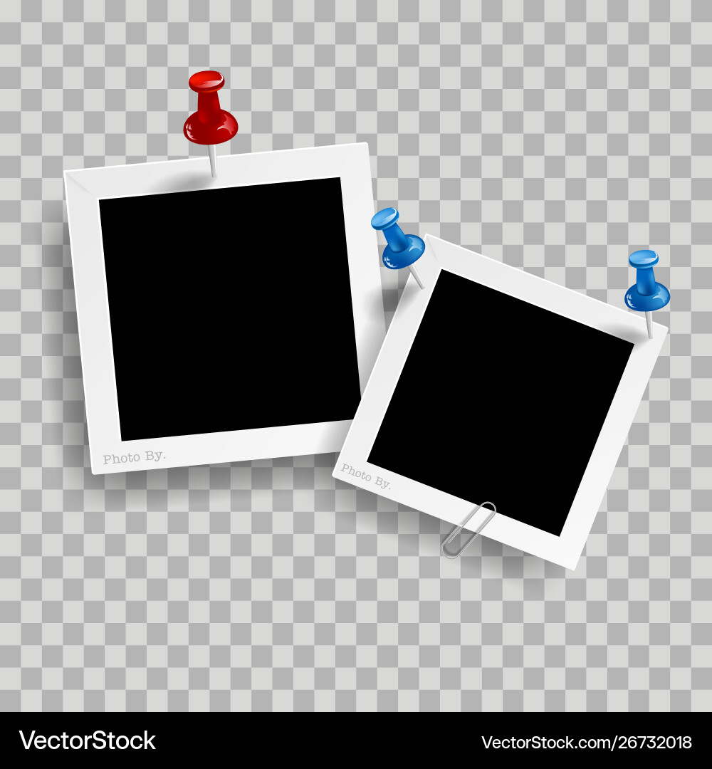 Retro realistic photo frame with pin isolated Vector Image