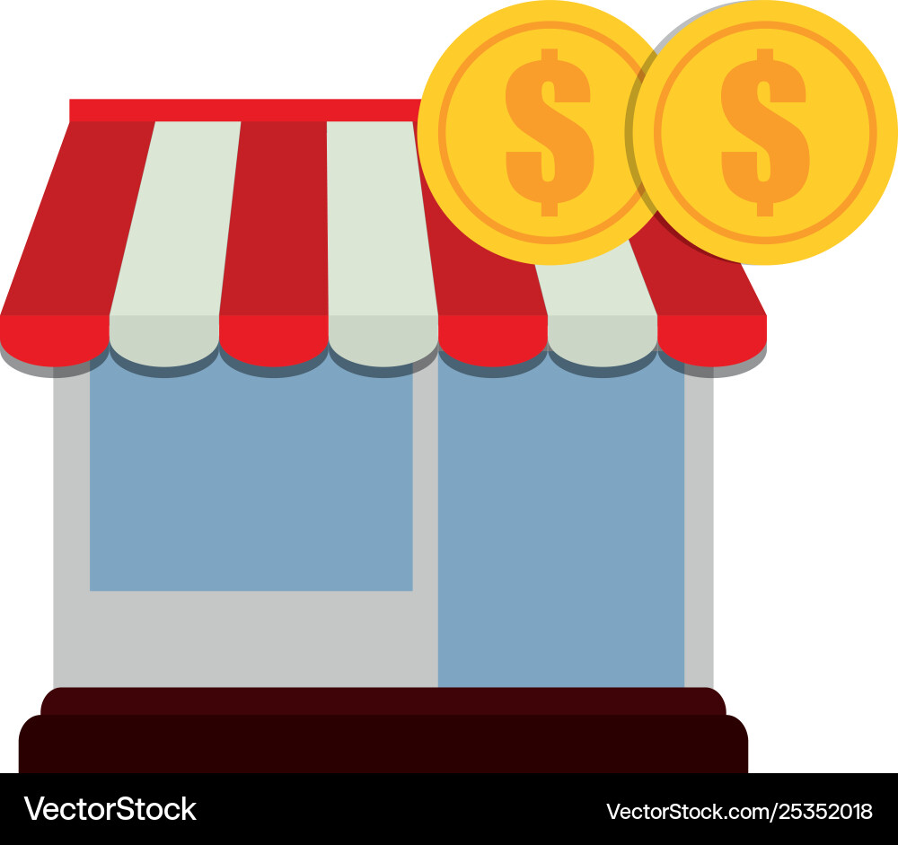 Store facade building with coins money Royalty Free Vector