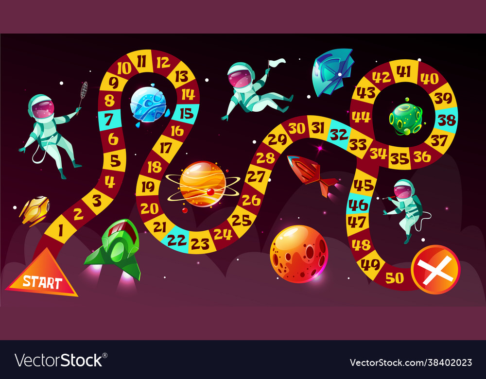 Board game astronauts in space cartoon Royalty Free Vector Board game astronauts in space cartoon Royalty Free Vector