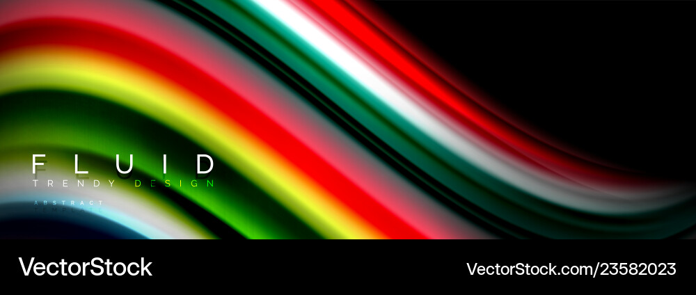 Bright colorful liquid fluid lines on black Vector Image