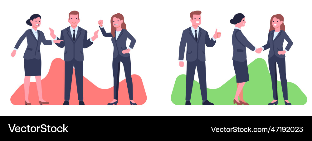 Business mediator finds compromise and stops Vector Image
