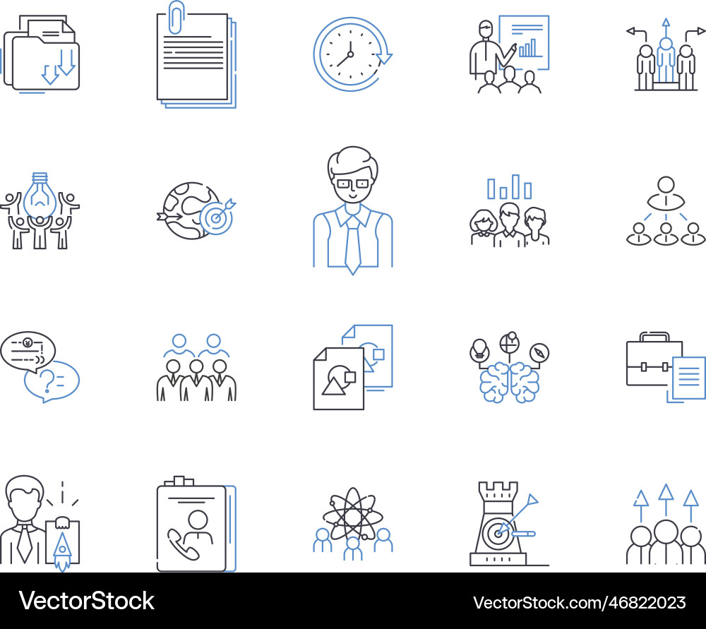 Collective workspace line icons collection Vector Image