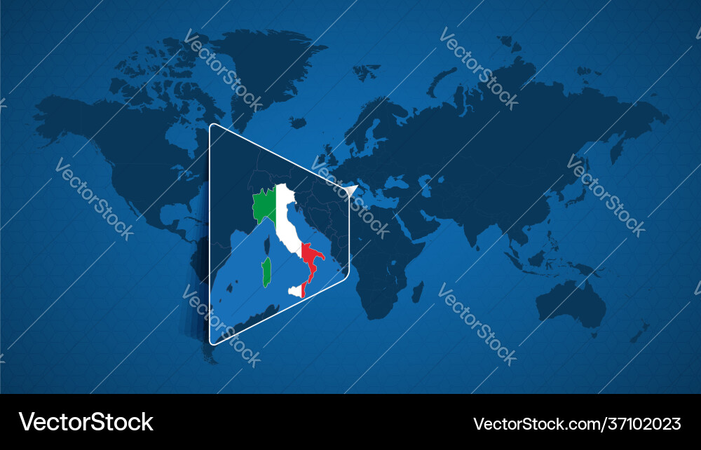 Detailed world map with pinned enlarged map Vector Image