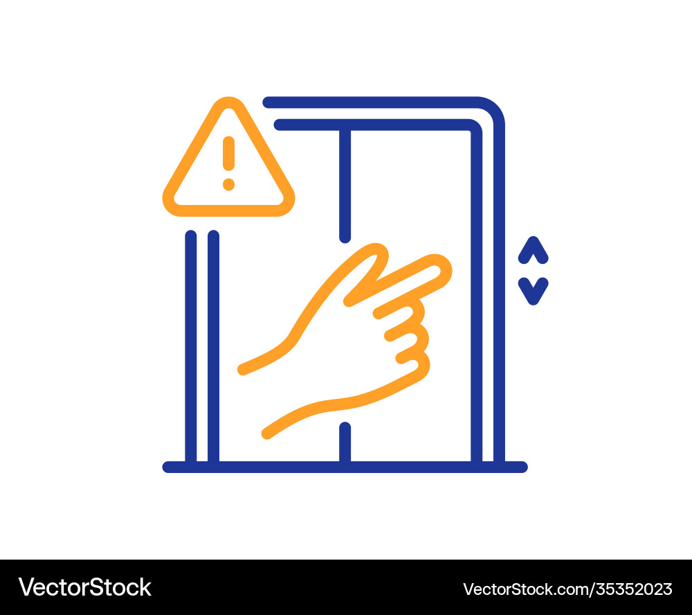 Dont touch lift buttons line icon hand warning Vector Image