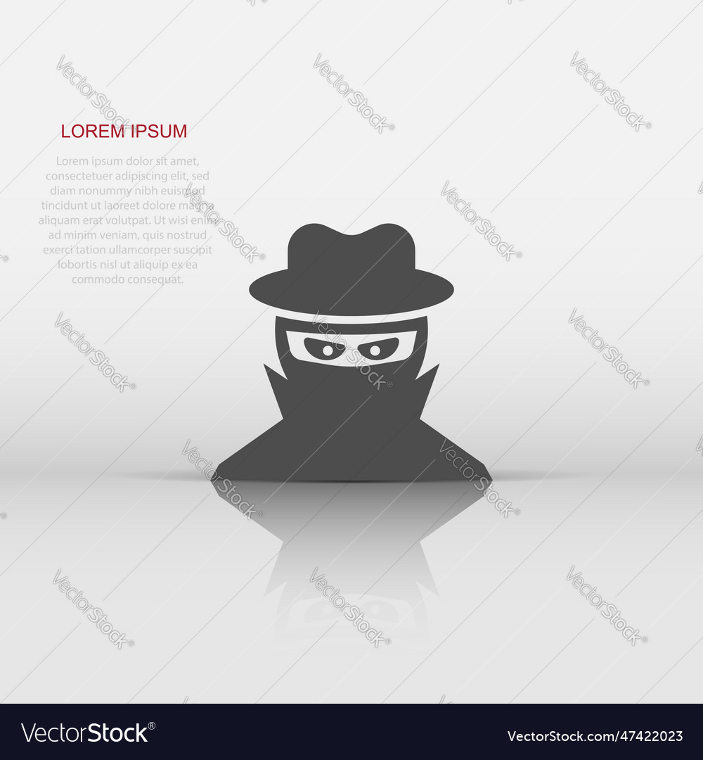 Fraud hacker icon in flat style spy on isolated Vector Image Fraud hacker icon in flat style spy on isolated Vector Image