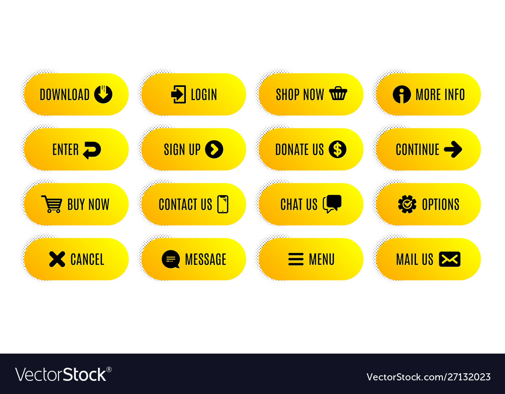 Gradient action buttons submit message continue Vector Image