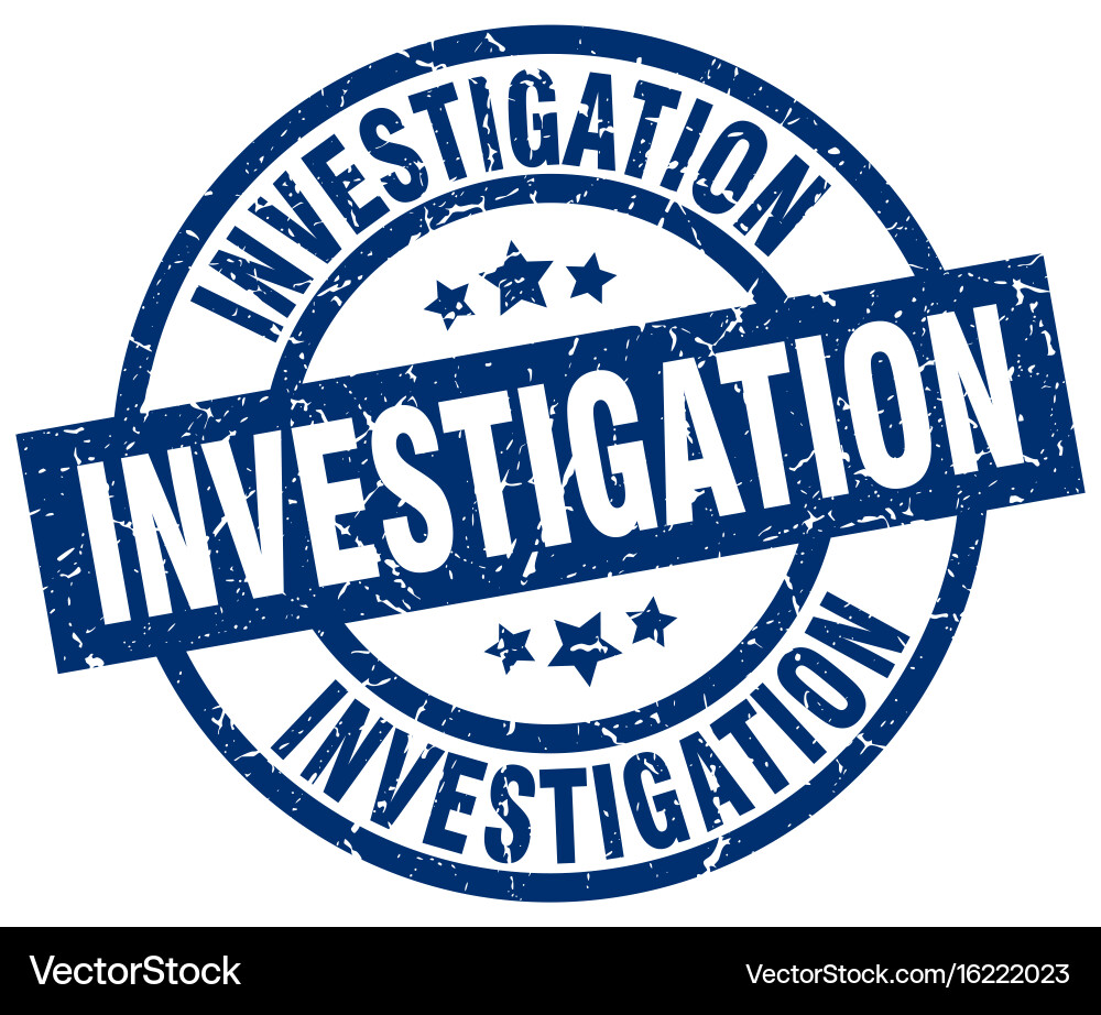 Investigation blue round grunge stamp Royalty Free Vector