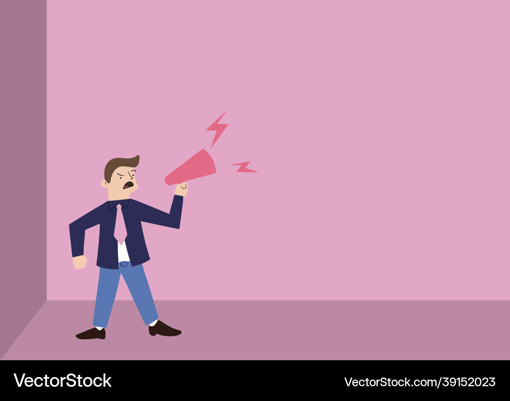 Man drawing standing firmly shouting over Vector Image