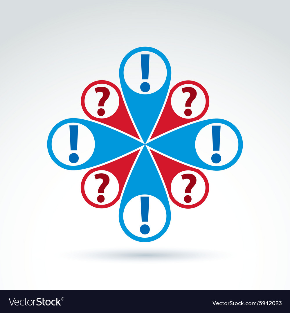 Map pointer with a question and exclamation marks Vector Image