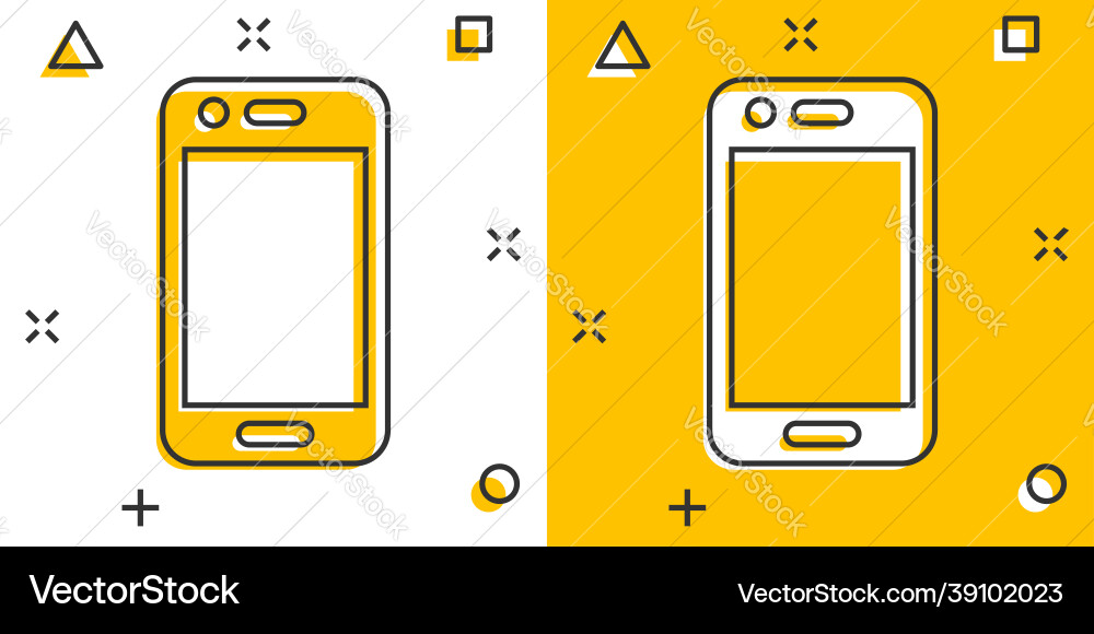 Phone device sign icon in comic style smartphone Vector Image