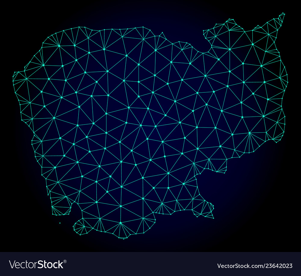 Polygonal Wire Frame Mesh Map Of Cambodia Vector Image
