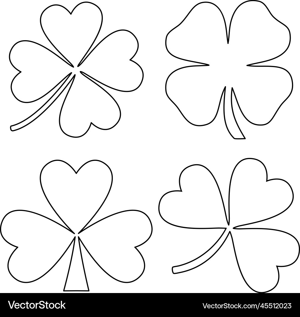 Saint patricks day black outline shamrock Vector Image