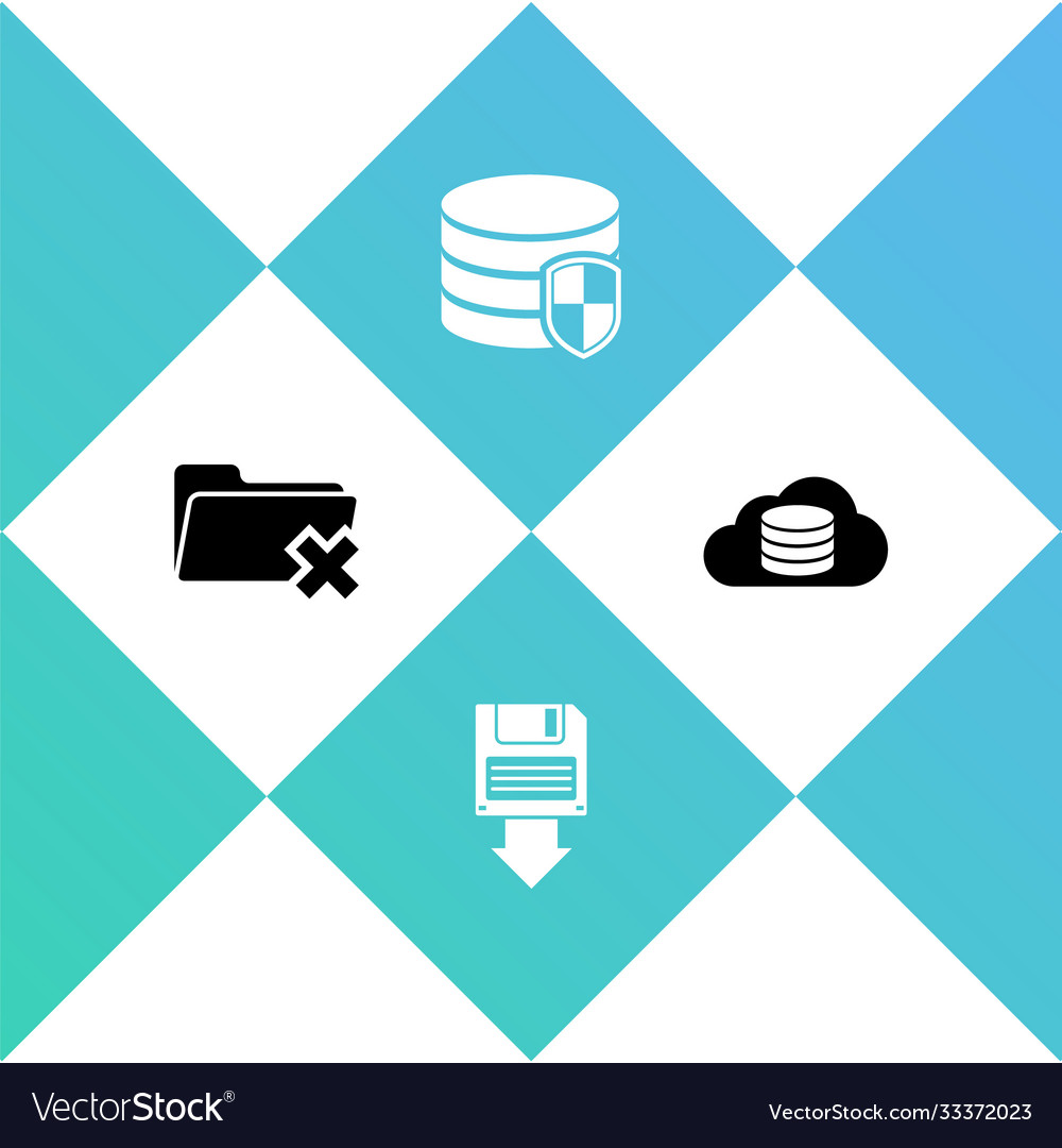 Set delete folder floppy disk backup database Vector Image