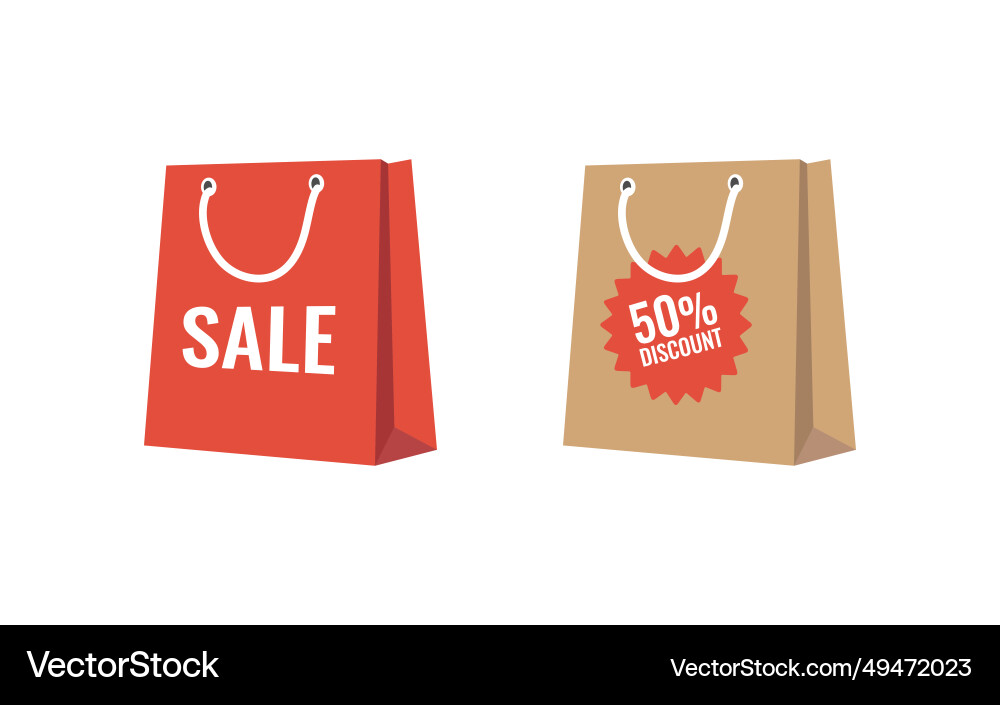Shopping paper bag icon set purchase package Vector Image