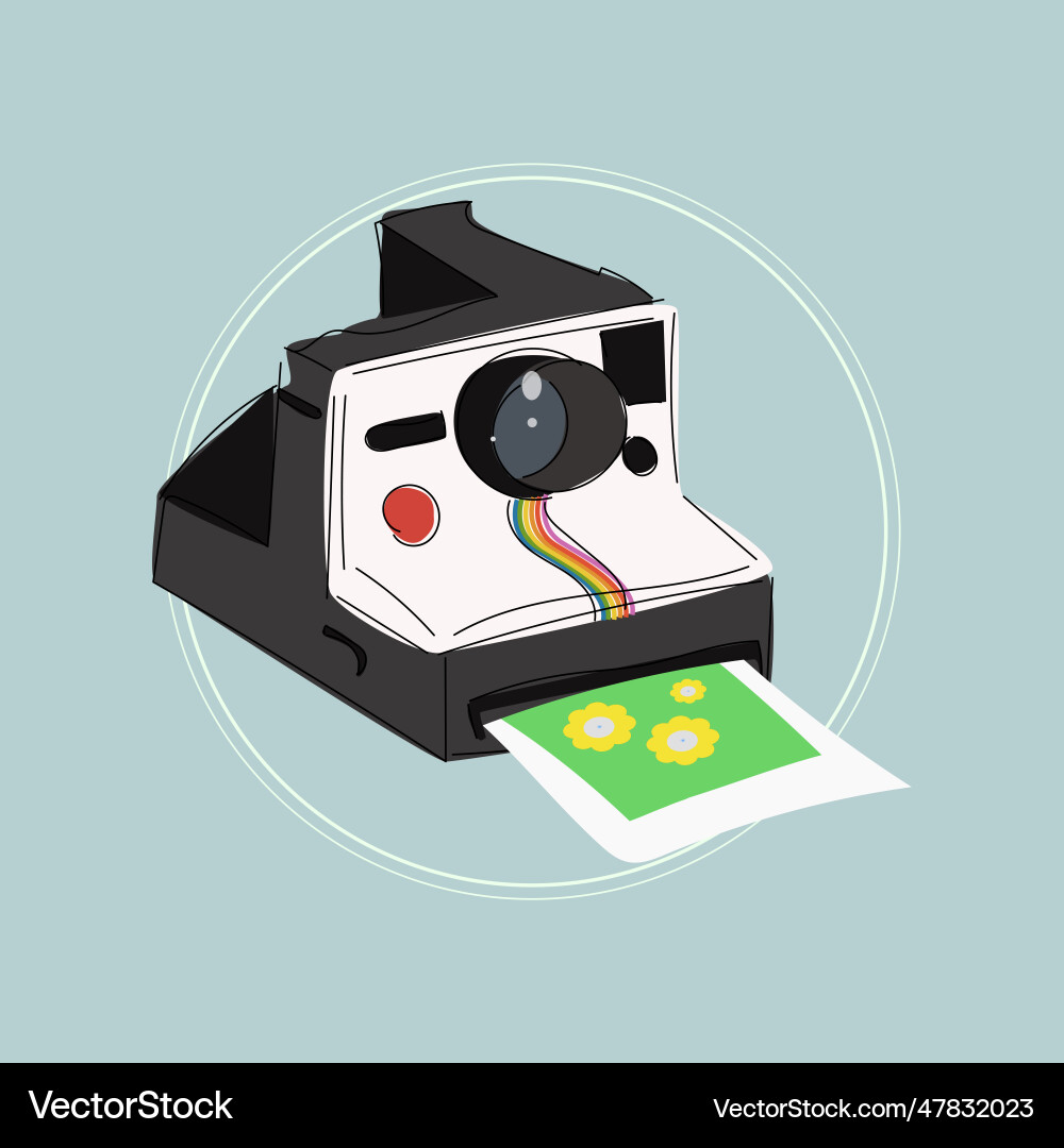 Vintage instant camera retro polaroid simple Vector Image