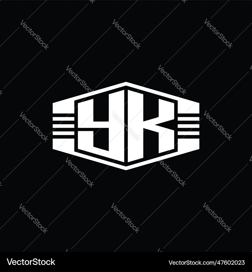 Yk letter logo monogram hexagon emblem shape with Vector Image