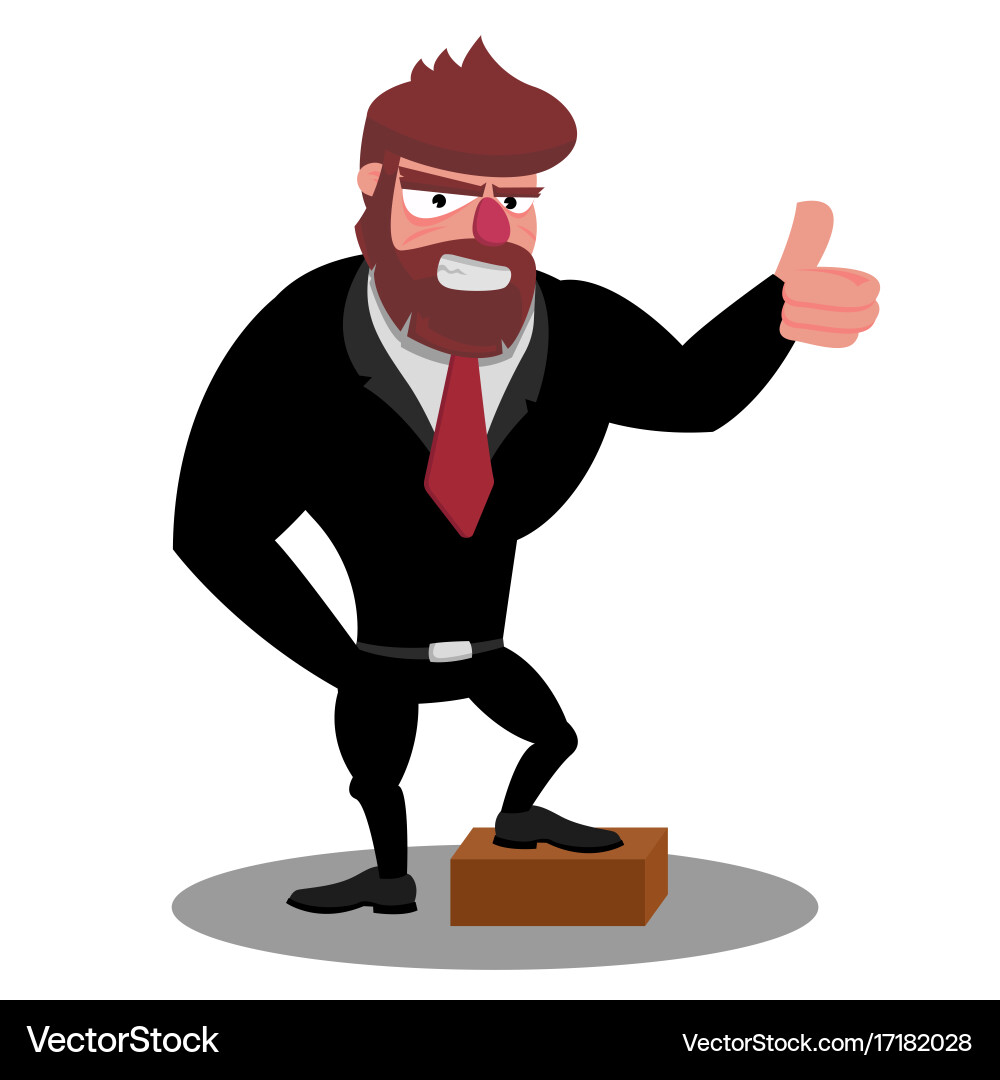 Boss in a black suit shows that he Royalty Free Vector Image