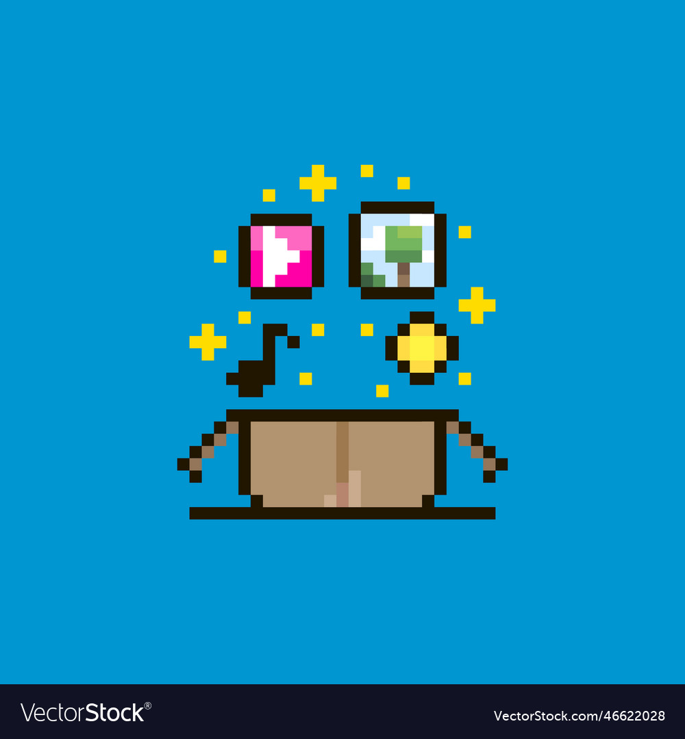 Box with symbols above Royalty Free Vector Image